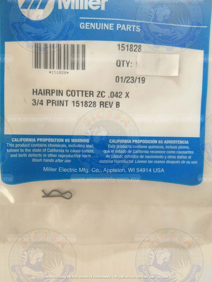 151828 MILLER PIN,COTTER HAIR .042 X .7 – Soluciones Integrales de ...
