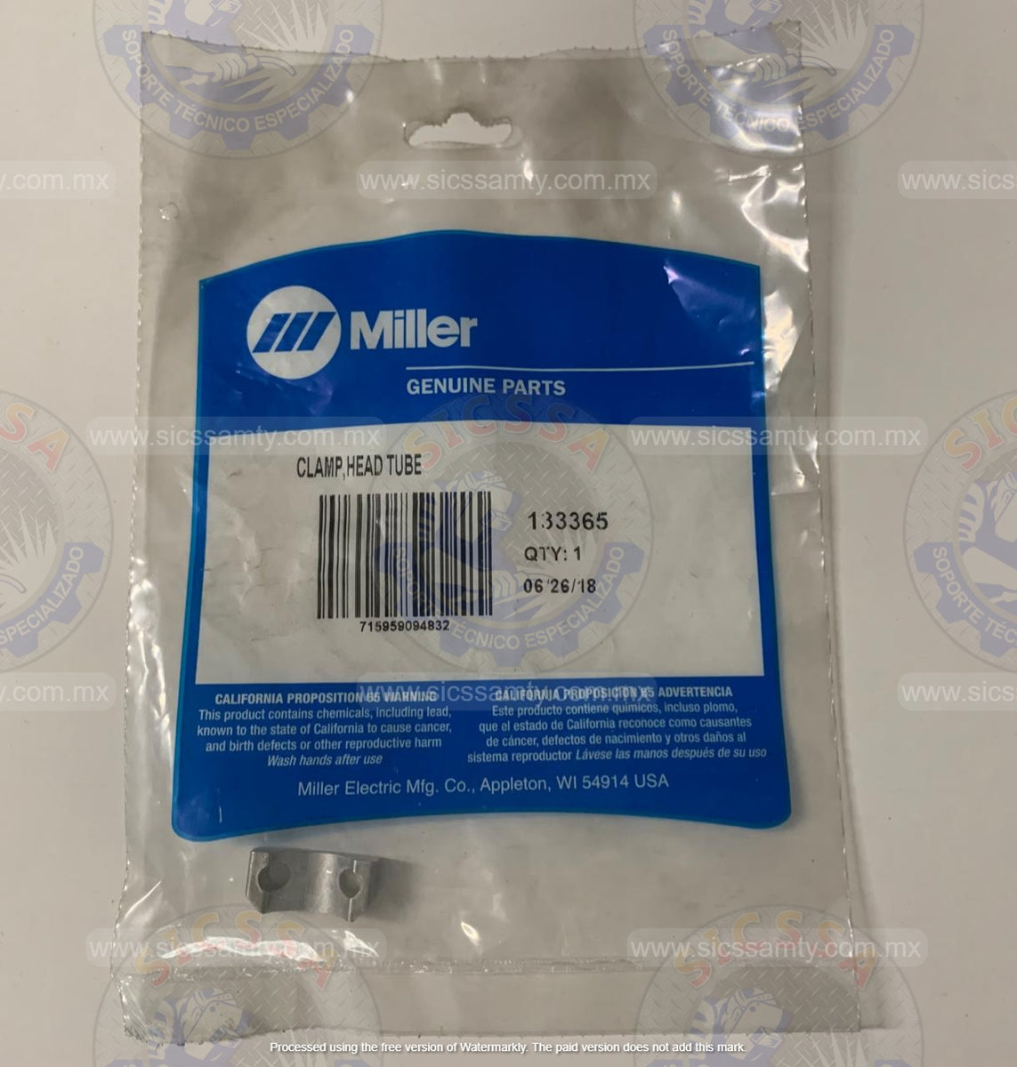 133365 MILLER CLAMP,HEAD TUBE – Soluciones Integrales de Corte y Soldadura