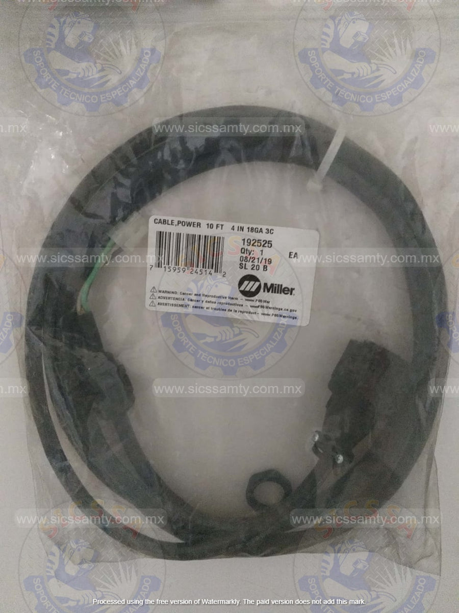 192525 MILLER CABLE,POWER 10 FT 4 IN – Soluciones Integrales de Corte y ...