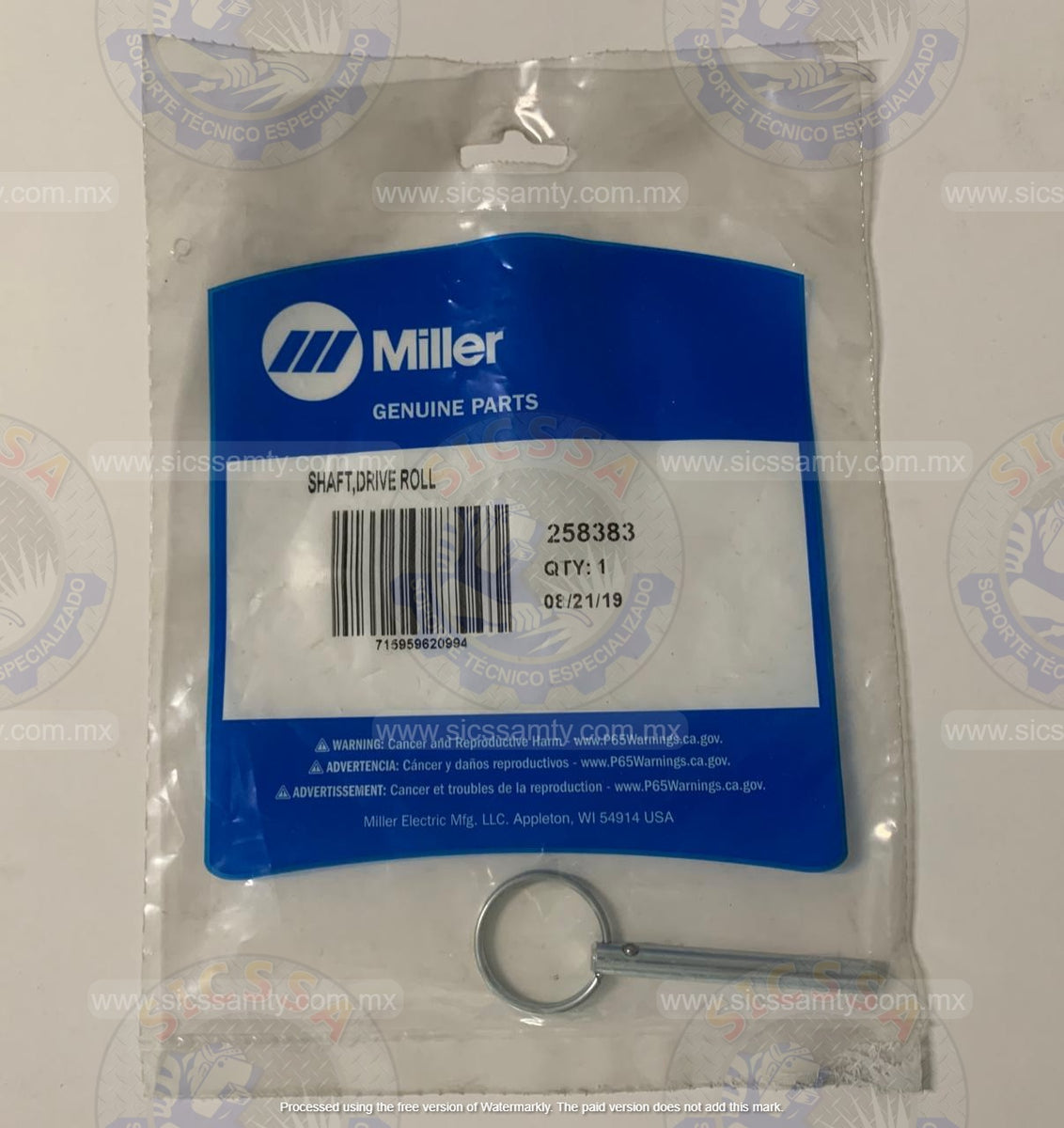 258383 MILLER SHAFT,DRIVE ROLL – Soluciones Integrales de Corte y Soldadura